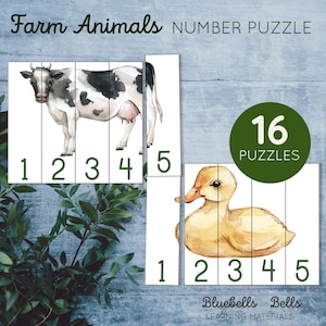 Farm Animals Puzzle Number Sequence 1-5. Montessori Toddler Printable ...