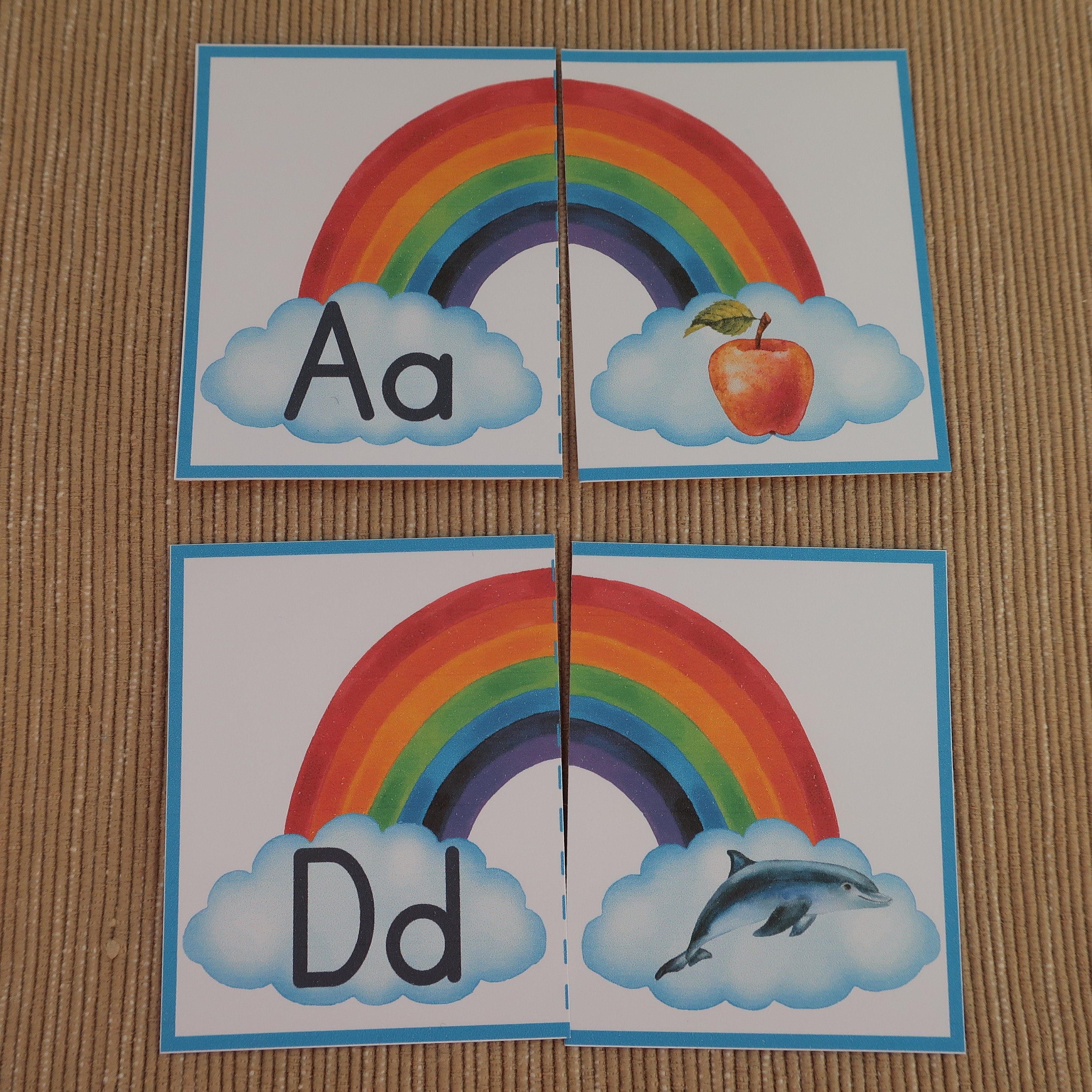 Phonics Matching Spring Printable Rainbow Puzzle Cards. - Etsy