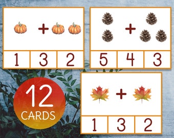 Montessori Winter Printable Addition Clip Cards. Preschool and | Etsy