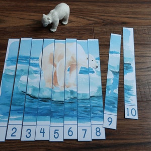 Polar Bear and Penguins Number Sequence 1-10 Puzzles. Montessori Winter ...