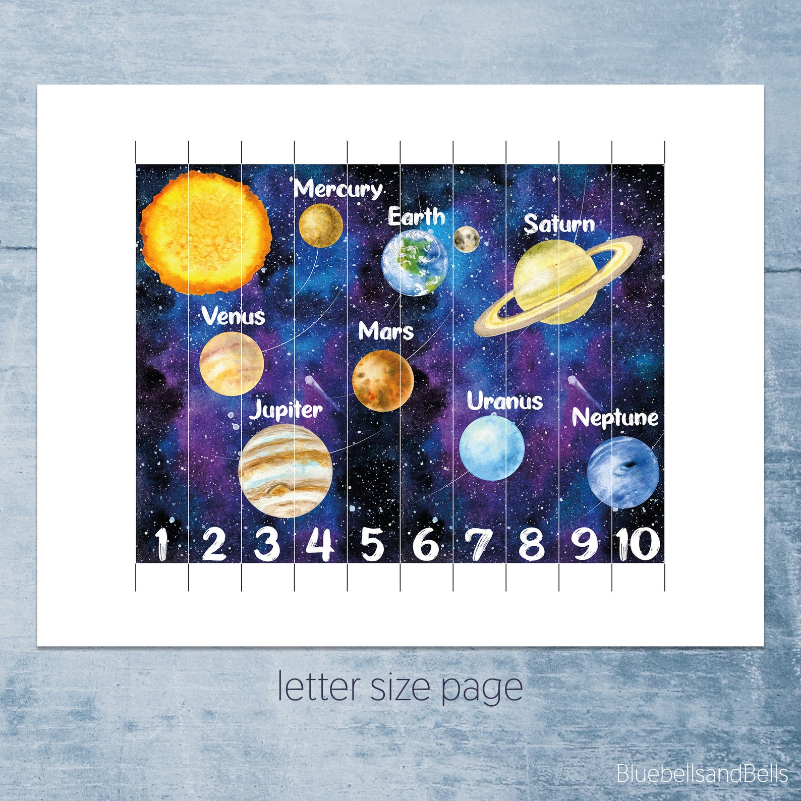 Outer Space Number Sequence 1-10 Printable Activity. Planets - Etsy