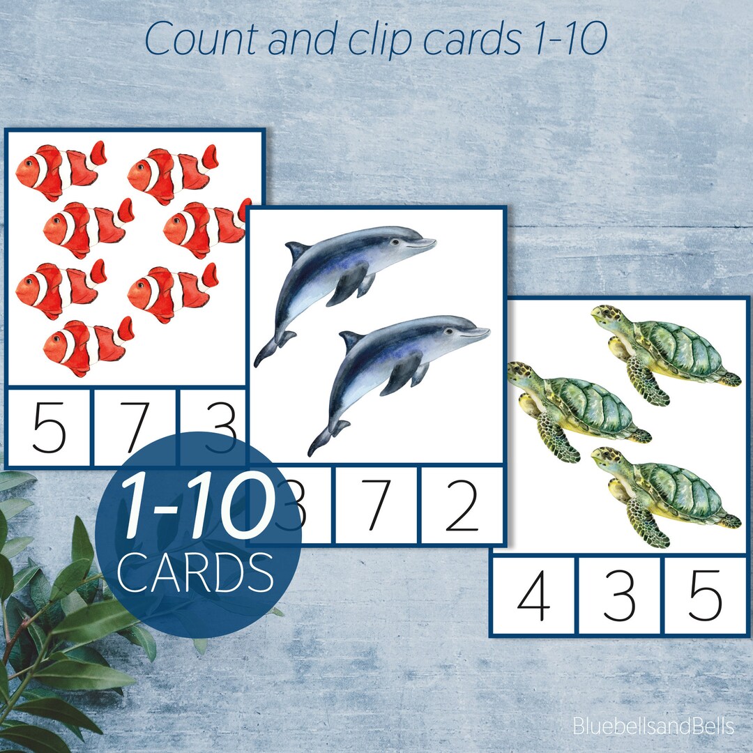Ocean Animal Count and Clip Cards 1-10. Montessori Printable. - Etsy