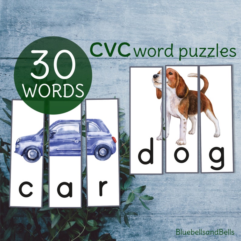 Phonics Preschool Printable CVC Word Puzzles. Montessori - Etsy