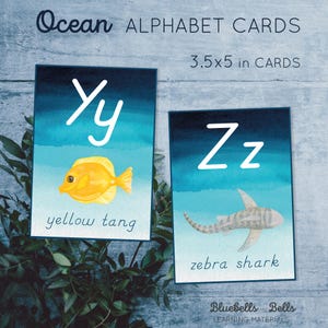 Ocean Alphabet Cards. Sea Animals Letter Cards. - Etsy