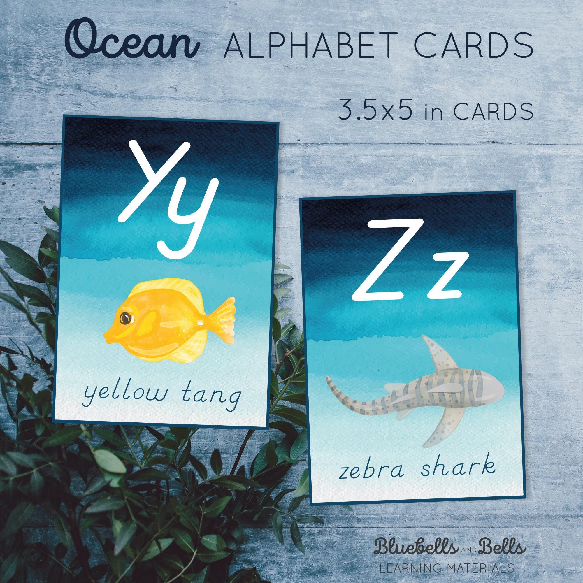 Ocean Alphabet Cards. Sea Animals Letter Cards. - Etsy UK