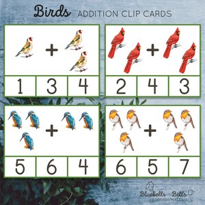 Birds Count and Clip Cards Addition 1-10. Montessori Spring Printable ...