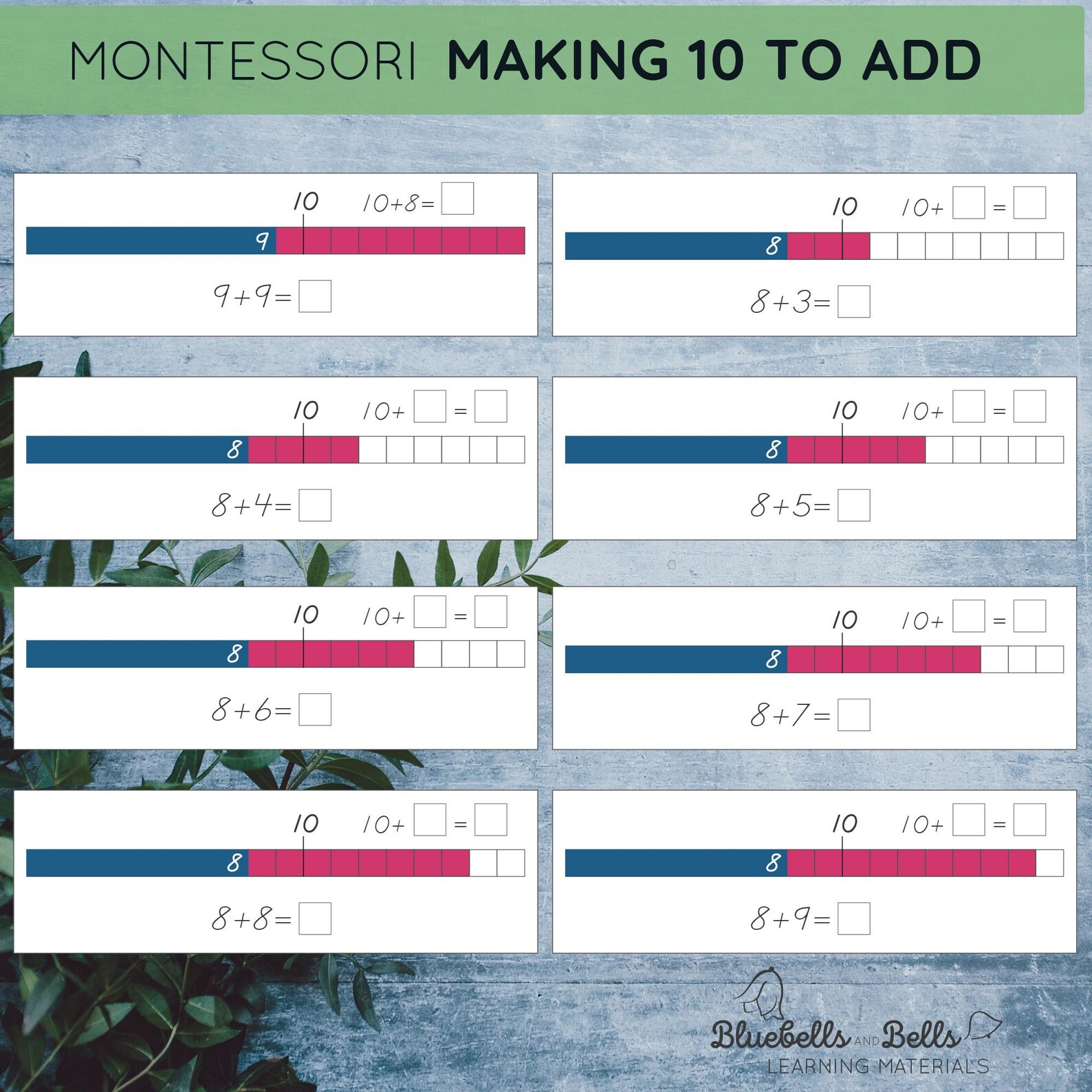 Montessori Addition. Make Ten to Add. Montessori Addition Strip Board ...