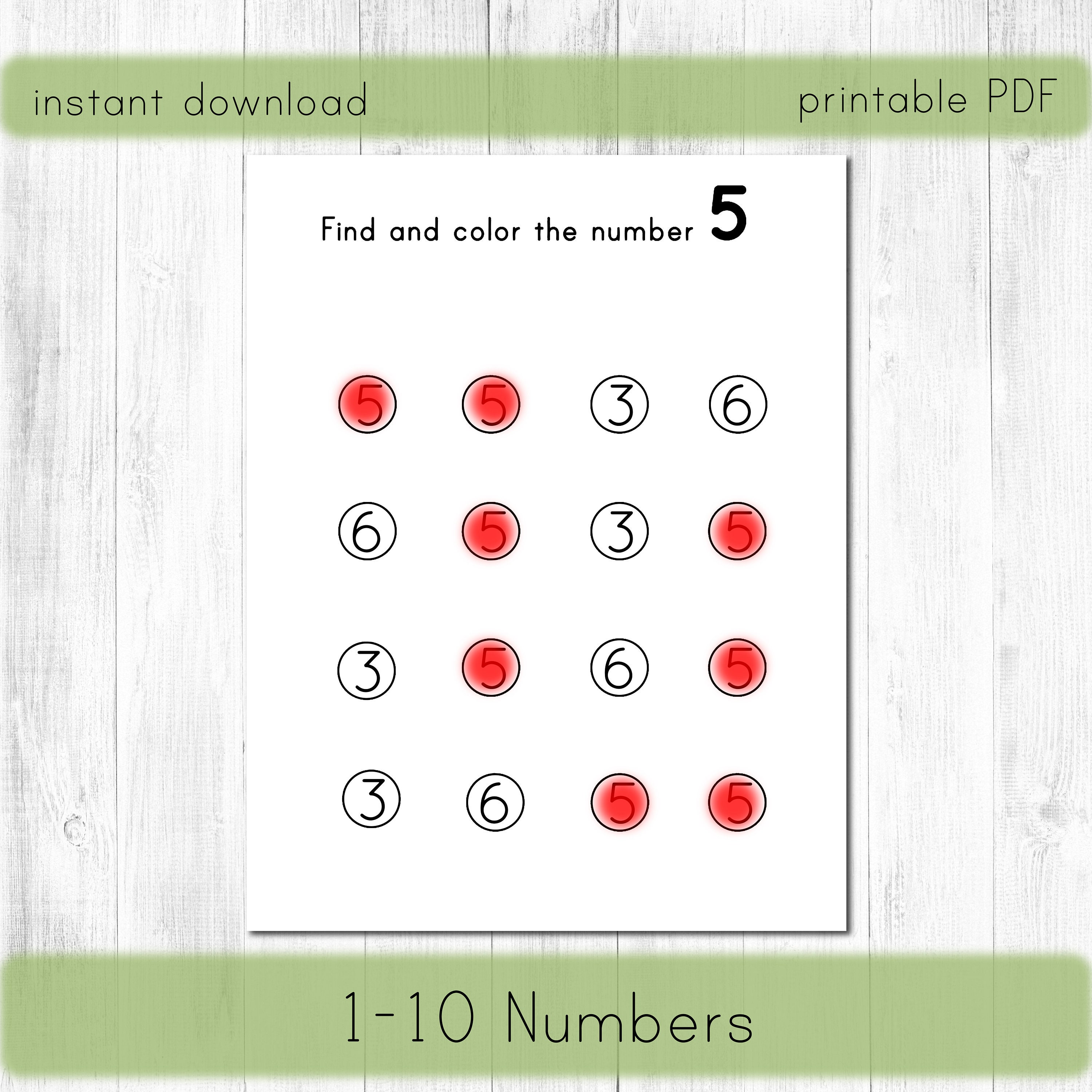 Number Recognition. Numbers Preschool. Find the Number | Etsy