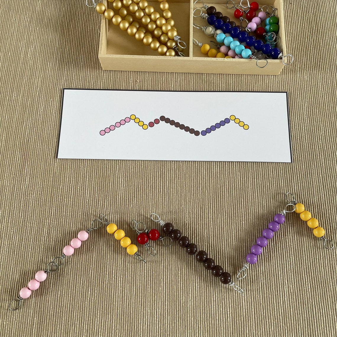 Montessori Beads Snake Addition Cards. Kindergarten and 1st Grade Math ...
