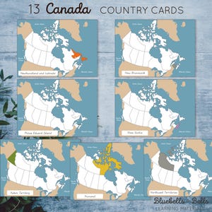 Canada Montessori Maps Provinces and Territories Cards. - Etsy