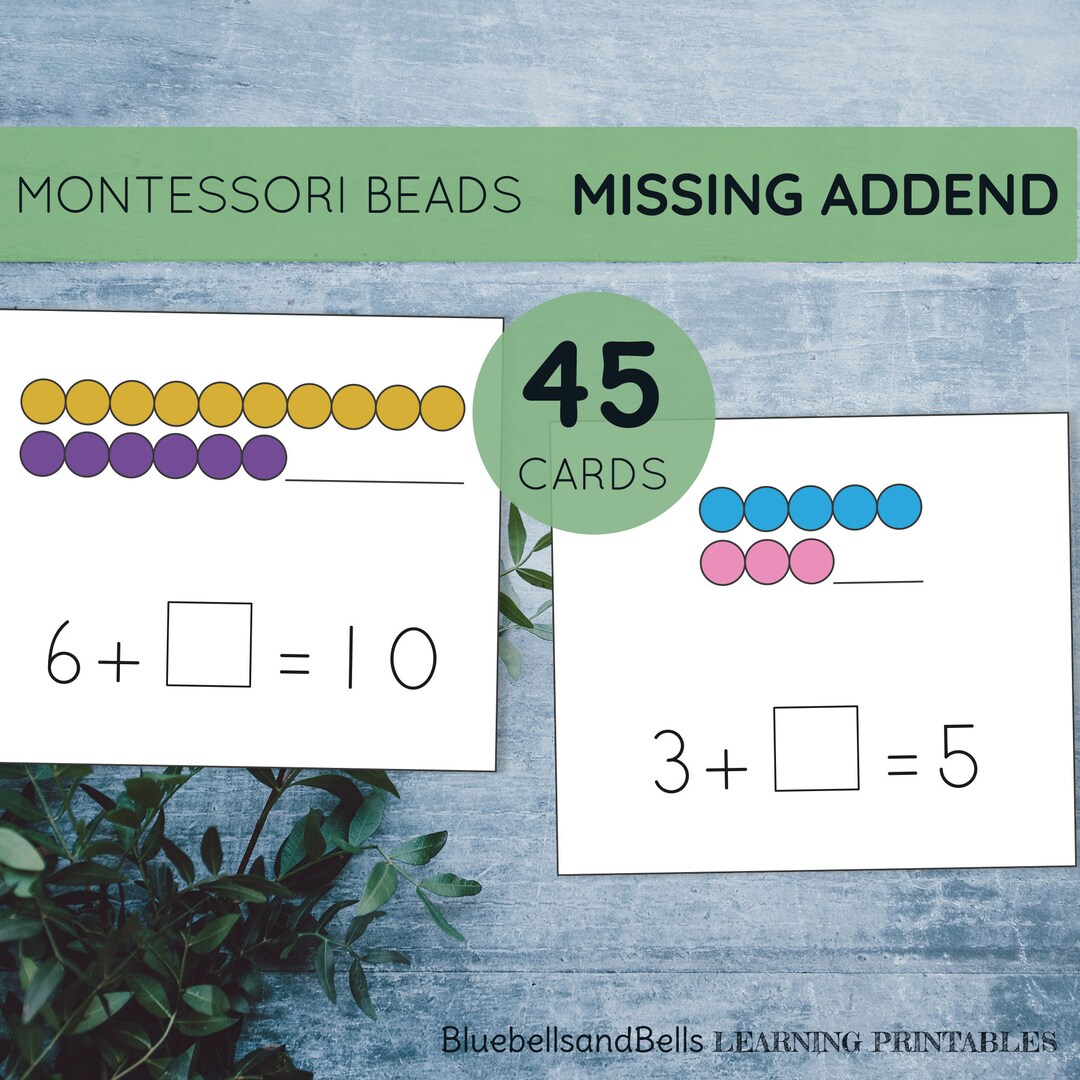 Montessori Beads Addition Printable. Kindergarten Number Bonds Activity ...