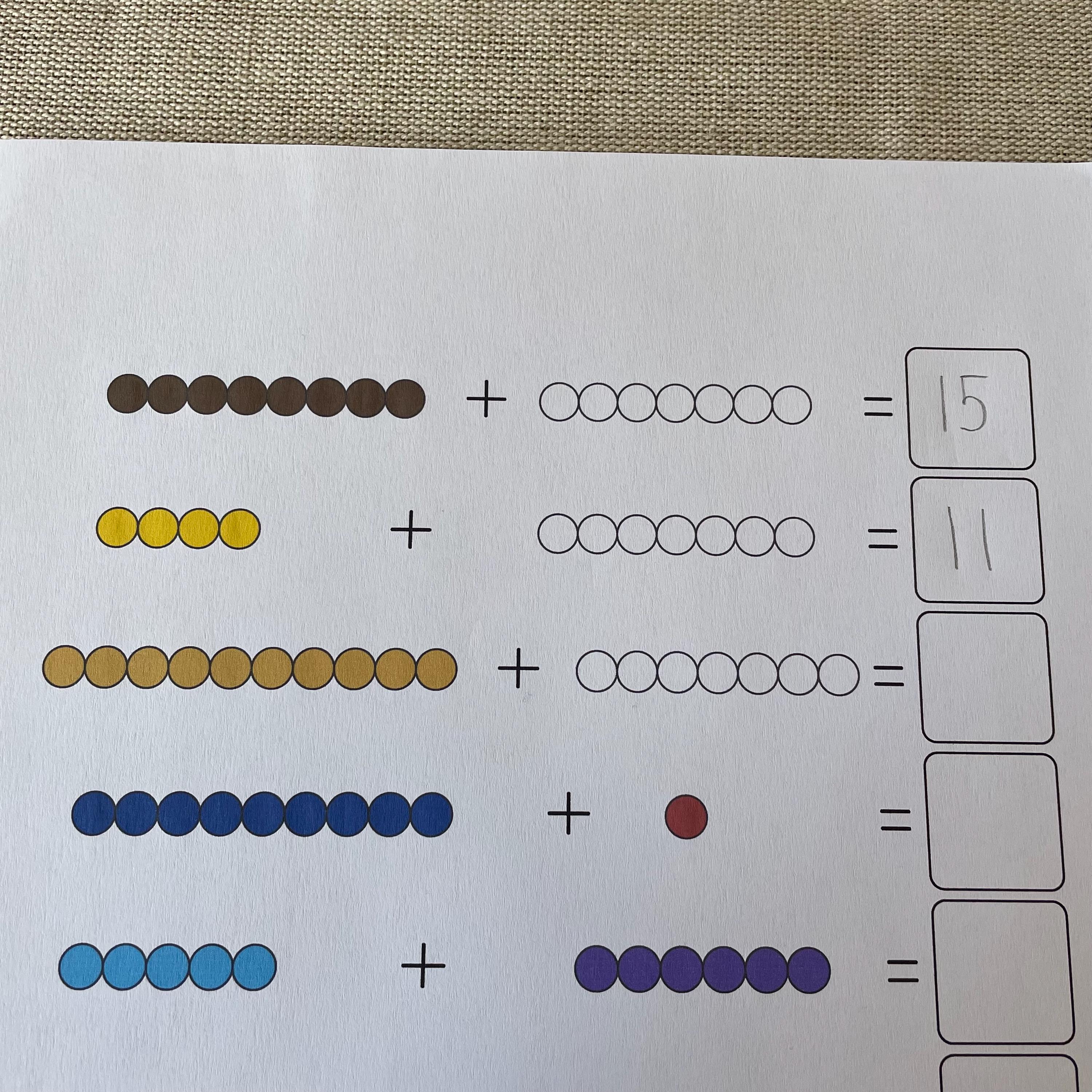Montessori Bead Bar Addition to 20 Worksheets. Addition With Carrying ...