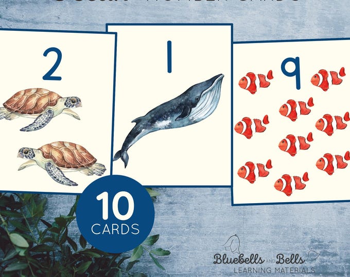 Ocean Number 1-10 Flashcards,sea Animals Number Cards,sea Animals ...