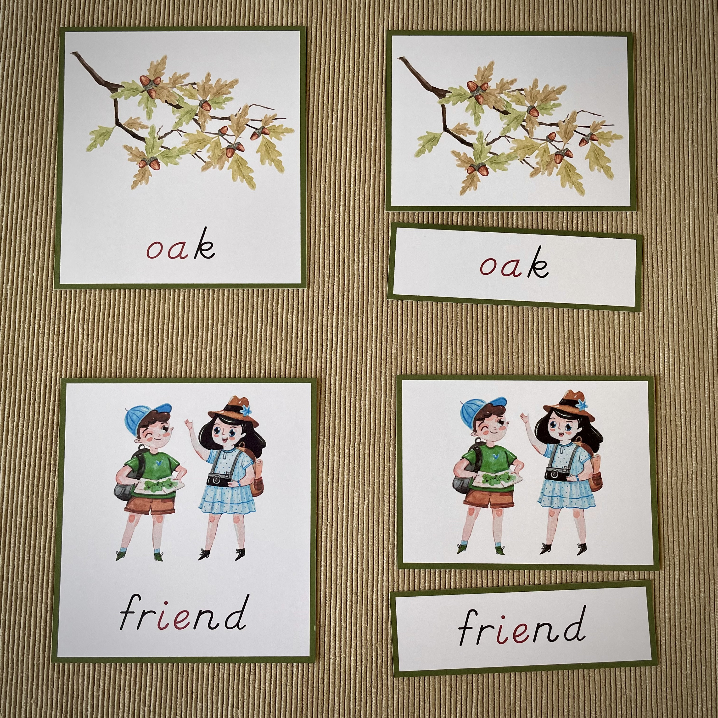 Vowel Digraphs 3-part Cards. Green Series Printable. - Etsy