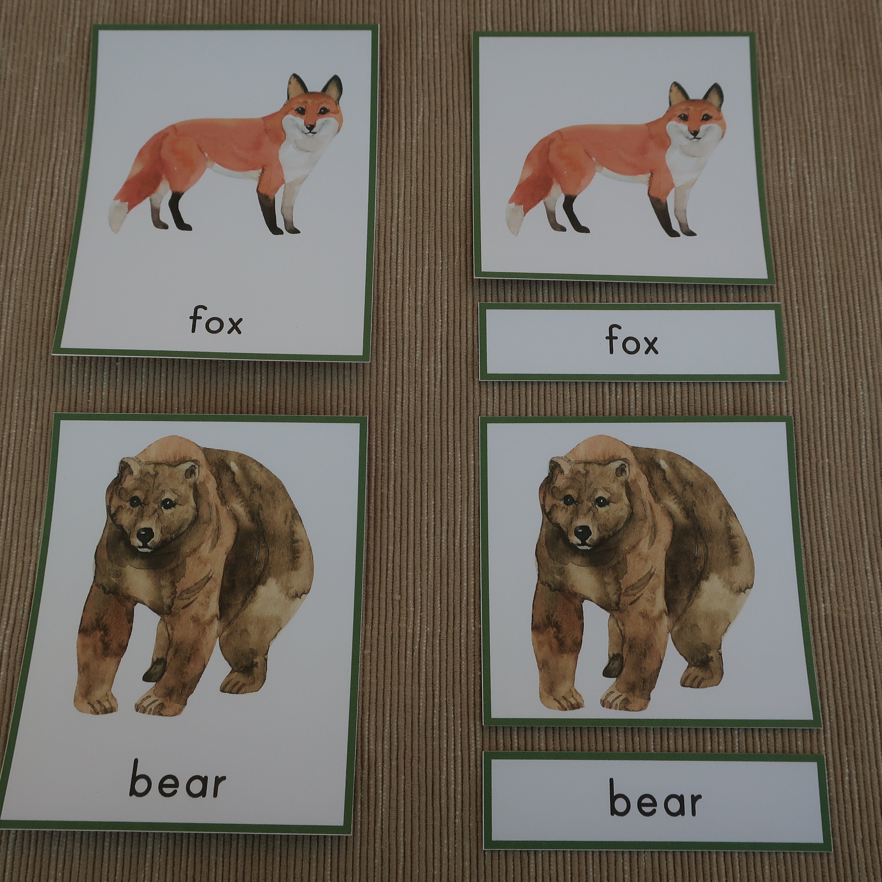 Woodland Animals Montessori 3 Part Cards. Preschool Vocabulary | Etsy