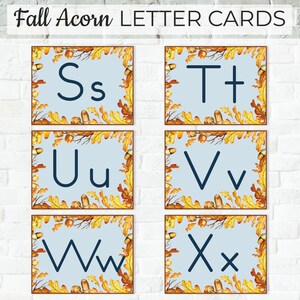 Fall Preschool Printable Letter Cards. Alphabet Classroom Decor for ...
