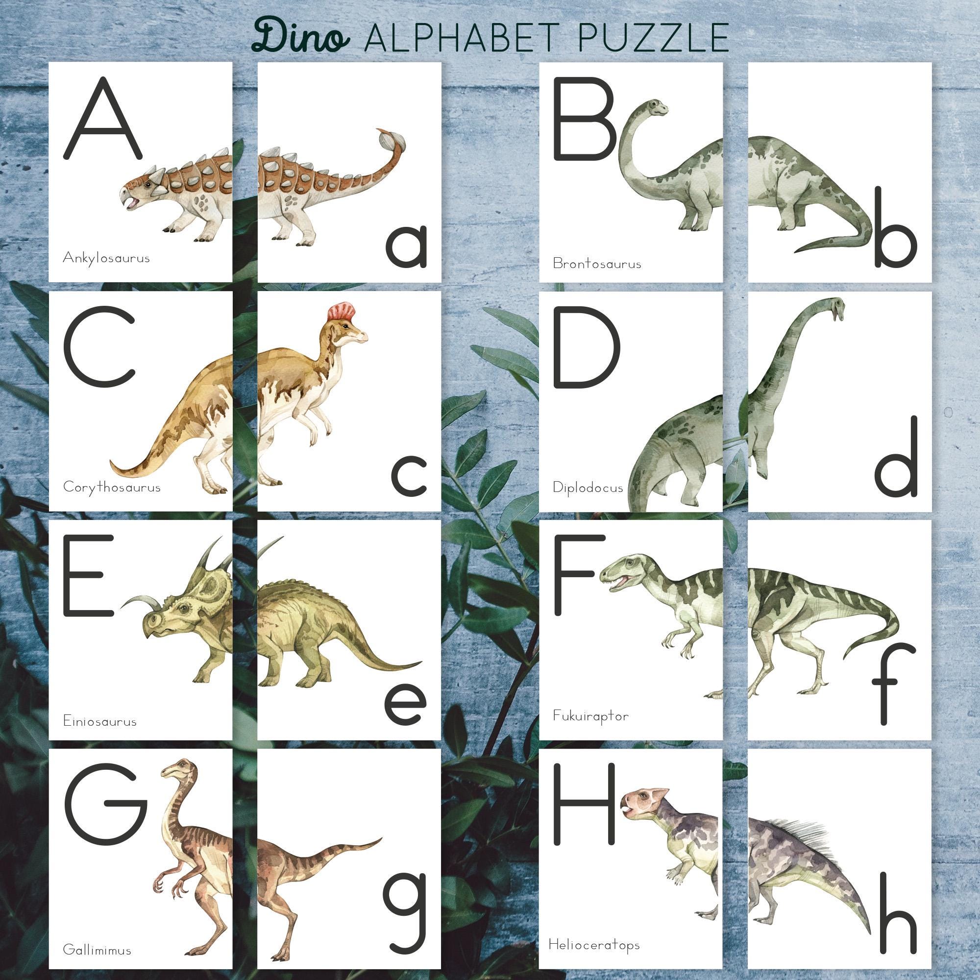 Dinosaur Puzzle Alphabet. Toddler Printable Letter Busy Book. - Etsy