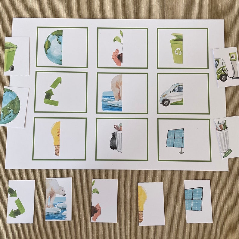 Earth Day Printable Puzzle Halves Matching. Toddler Montessori Spring ...