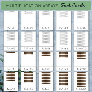 Montessori Bead Bars Multiplication Arrays Cards. Equal Groups ...