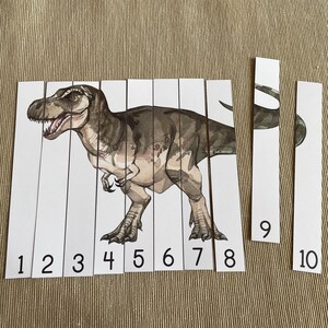 Dinosaur Puzzle Number Sequence 1-10. Montessori Preschool Printable ...