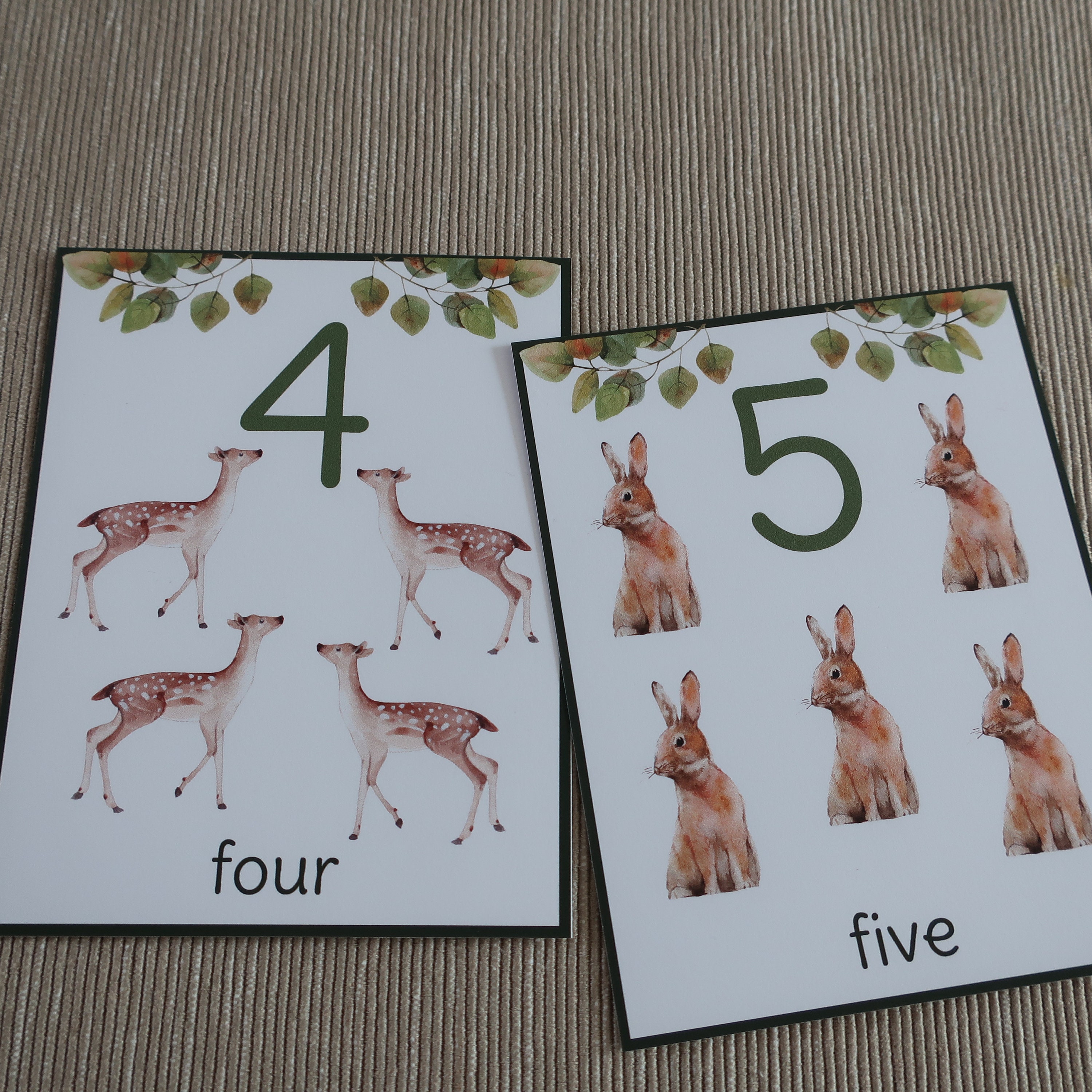 Woodland Animals Number Flashcards 1-10. Nature Counting Cards | Etsy