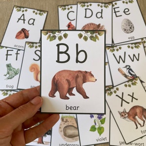 Woodland Alphabet Flashcards. Watercolor Letter Cards. Kids Printable ...