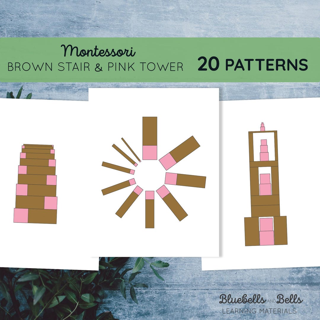 Montessori Pink Tower Brown Stair Pattern Cards Printable. Sensorial ...