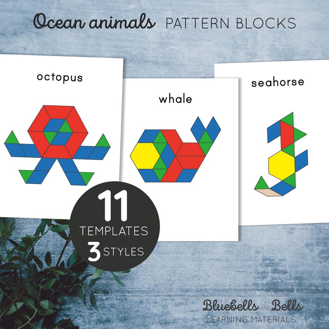 Ocean Animals Pattern Blocks Templates. Preschool and Kindergarten ...