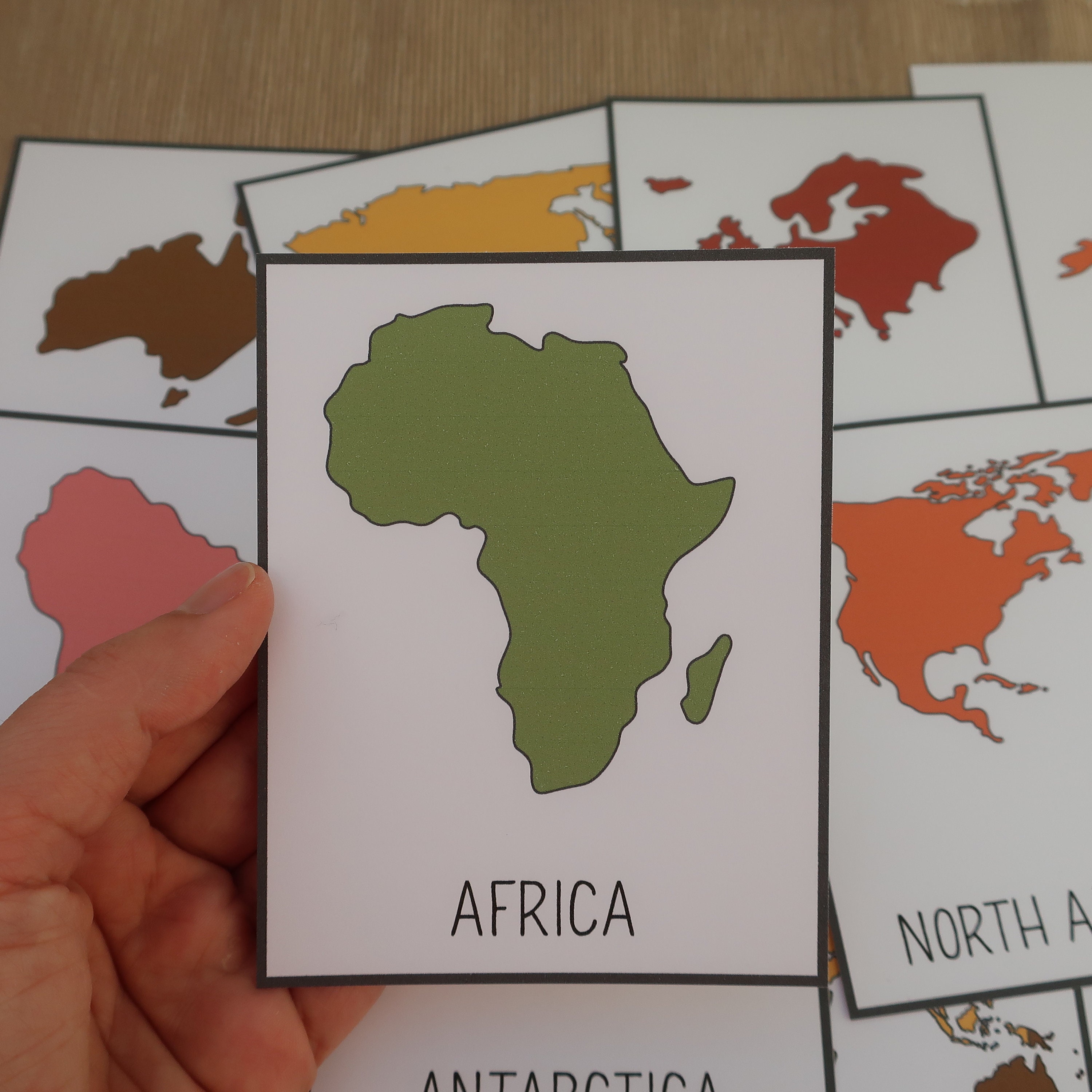 Continents Flash Cards and World Map. Montessori Printable for - Etsy ...