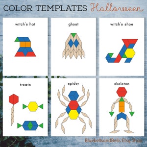 Halloween Pattern Blocks Templates. Preschool and Kindergarten - Etsy