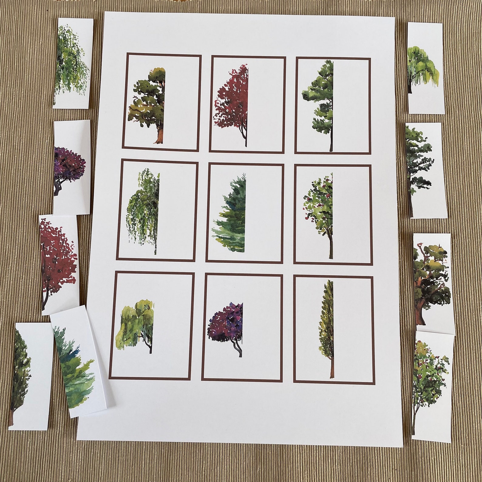 Toddler Puzzle Trees Halves Matching. Montessori Printable Busy Book ...