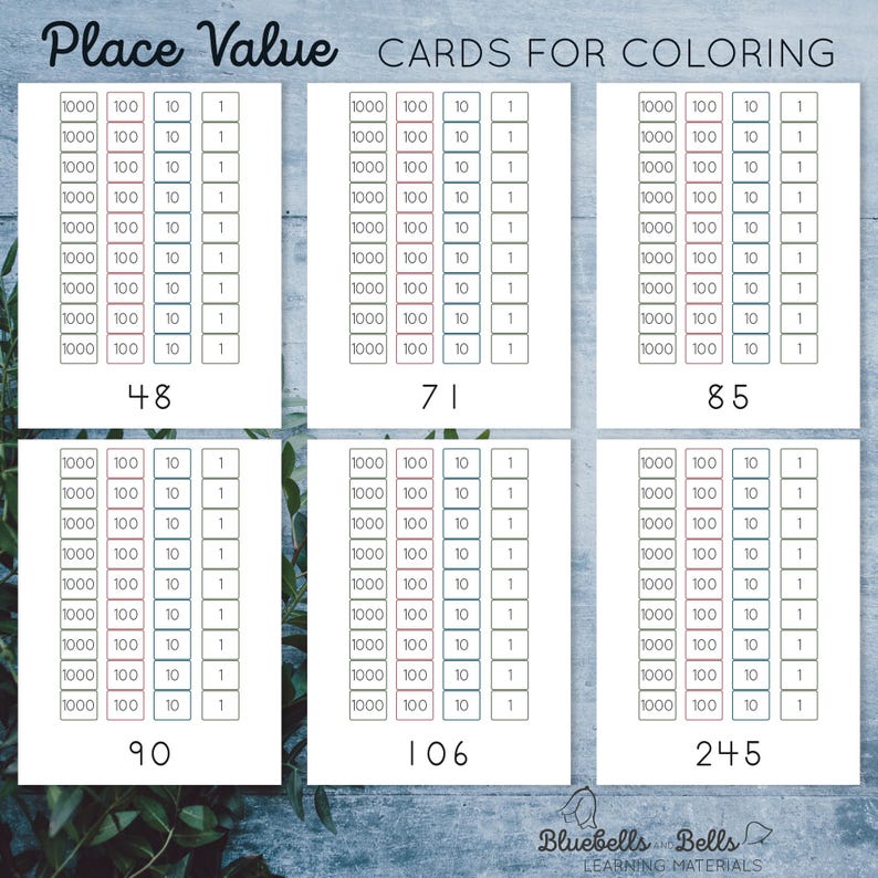 Place Value Task Cards for Coloring. Number Formation Worksheets Stamp ...