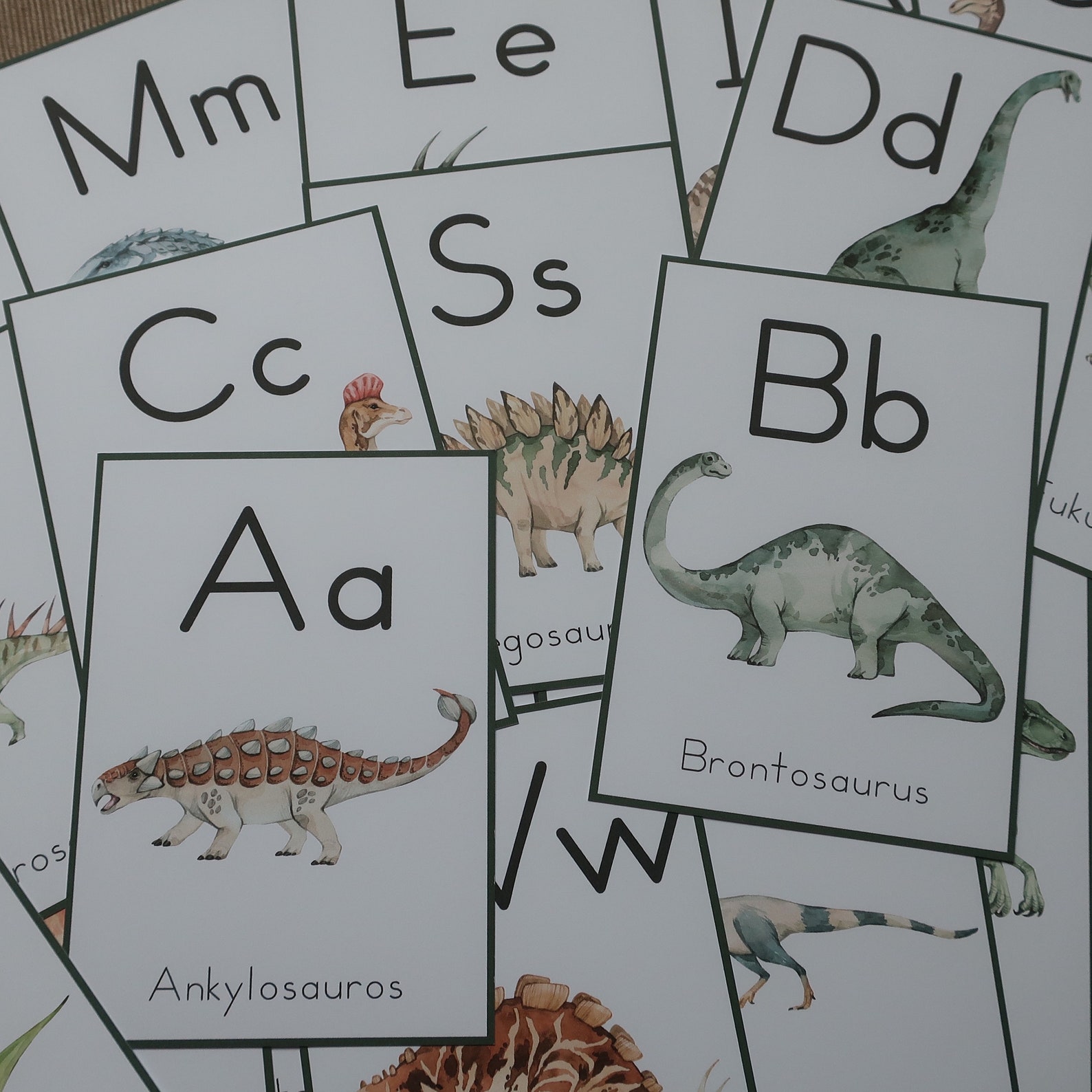 Dinosaur Alphabet Flashcards. Watercolor Letter Cards. Kids | Etsy Canada