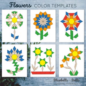 Flowers Pattern Blocks Templates. Spring Preschool and Kindergarten ...