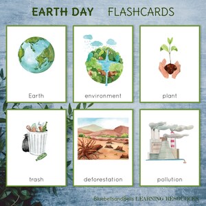 Earth Day Printable Vocabulary Cards. Kindergarten, Elementary School ...