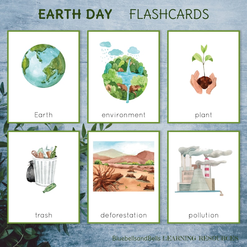 Earth Day Printable Vocabulary Cards. Kindergarten, Elementary School ...