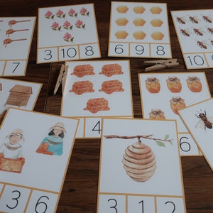 Honeybee Count and Clip Cards 1-10. Preschool Insect Math Printable ...