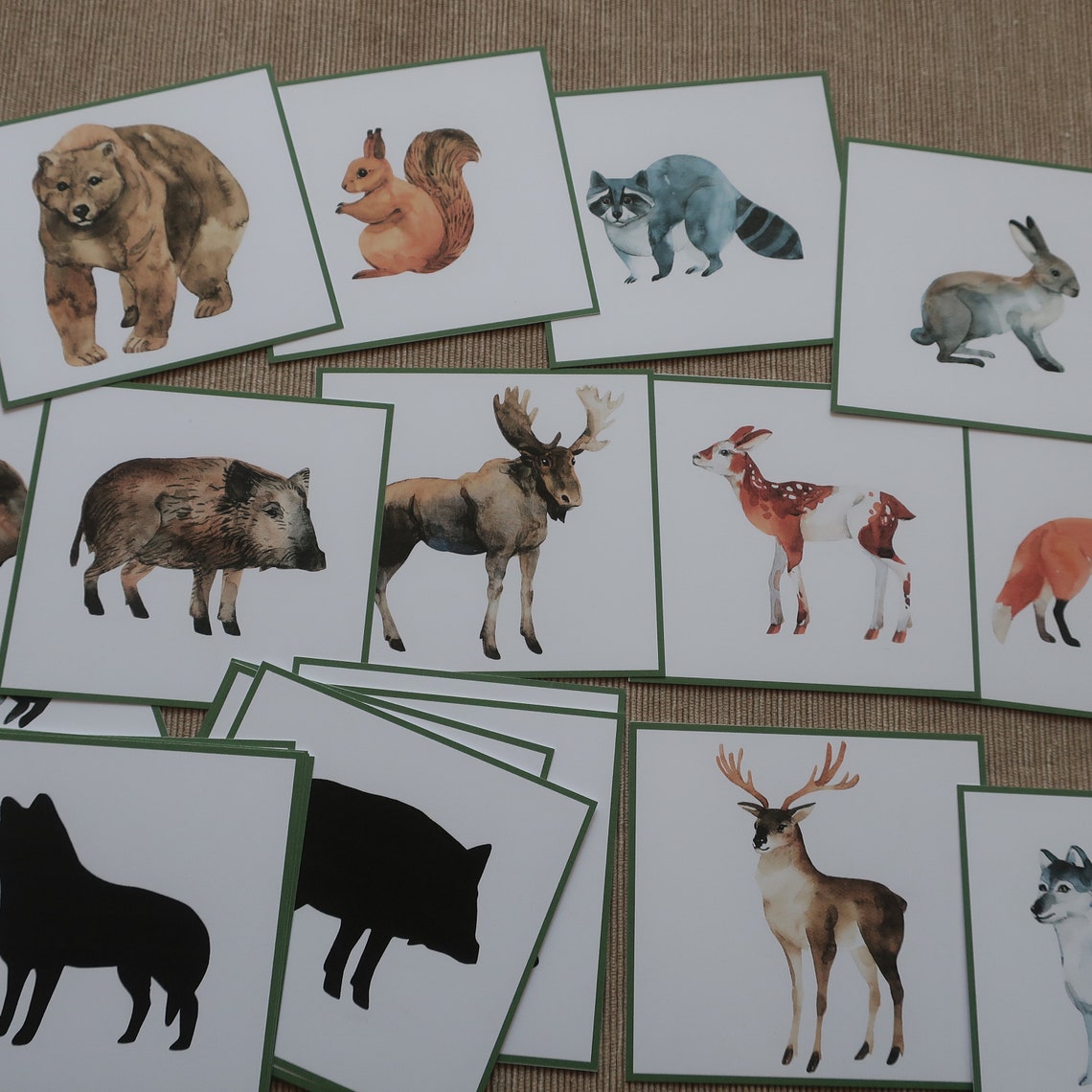 Woodland Animal Montessori Printable Shadow Matching Cards. | Etsy