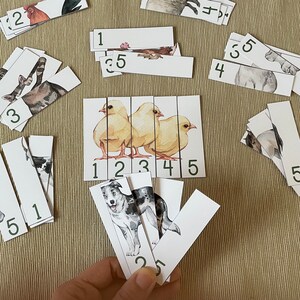 Farm Animals Puzzle Number Sequence 1-5. Montessori Toddler Printable ...