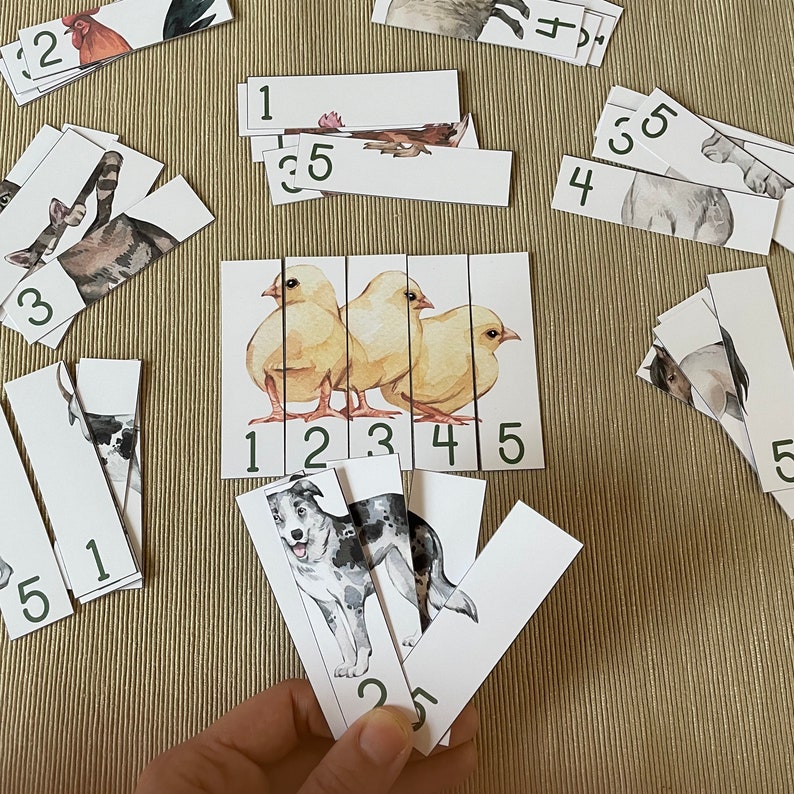 Farm Animals Puzzle Number Sequence 1-5. Montessori Toddler Printable ...