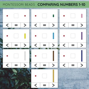 Montessori Bead Bar Comparing Numbers to Ten. More Than, Less Than ...