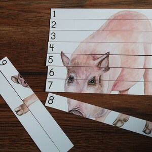 Farm animal number sequence puzzles 1-10. Preschool math | Etsy