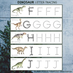 Dinosaur Alphabet Cards Tracing Letters. Preschool Montessori ...