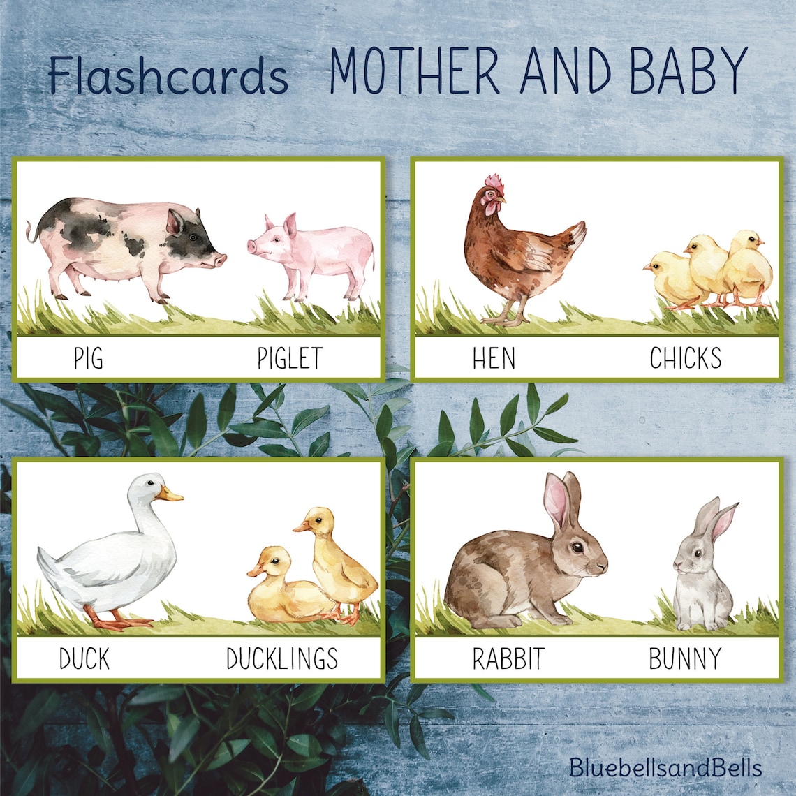 Mother and Baby Farm Animal Matching Cards and Flash Cards. - Etsy