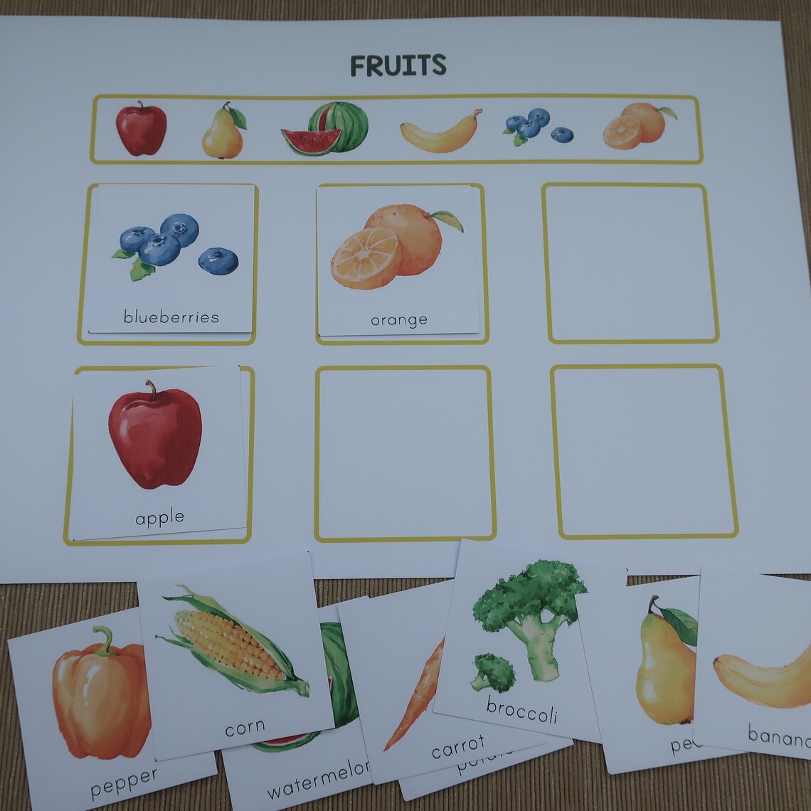 Fruit and Vegetable Sorting Activity for Toddlers. Preschool | Etsy