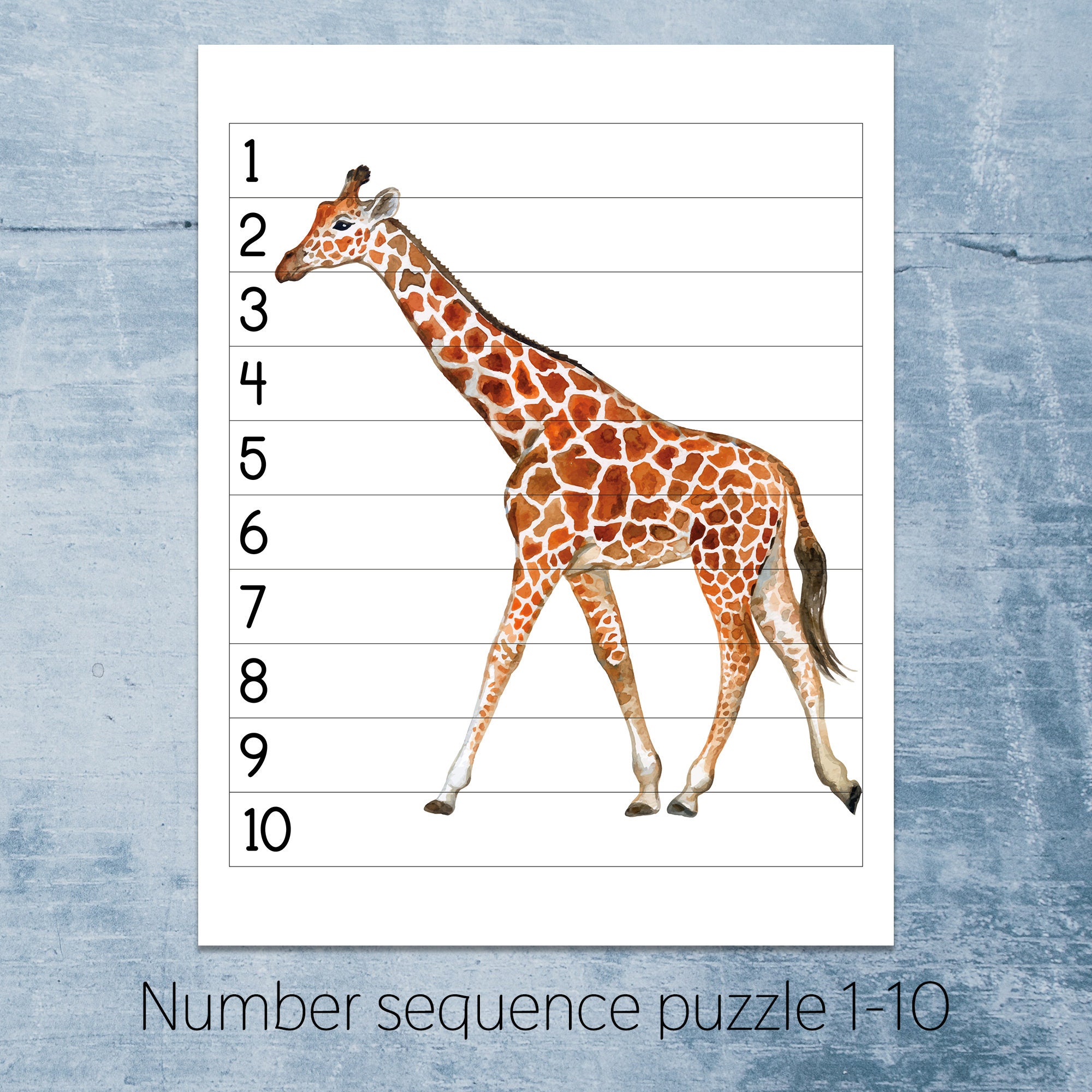 Africa Animal Number Sequence 1-10 puzzles. Preschool | Etsy