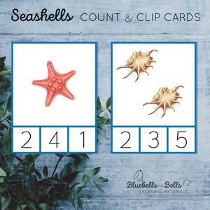 Seashell Count and Clip Cards 1-10. Montessori Ocean Printable ...