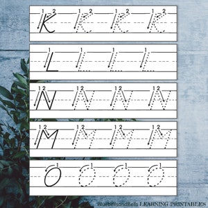 Uppercase Alphabet Tracing D'nealian Font. Letter Formation Preschool ...