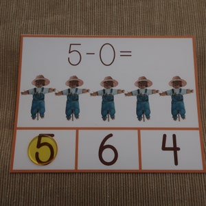 Fall Montessori Printable Subtraction Clip Cards 0-10. Preschool and ...