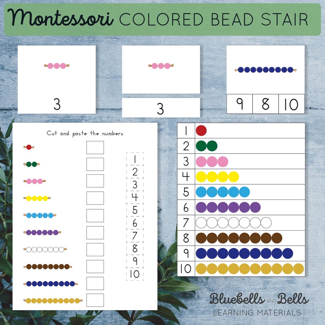 Montessori Colored Bead Stair Printables. Preschool Math Activities ...